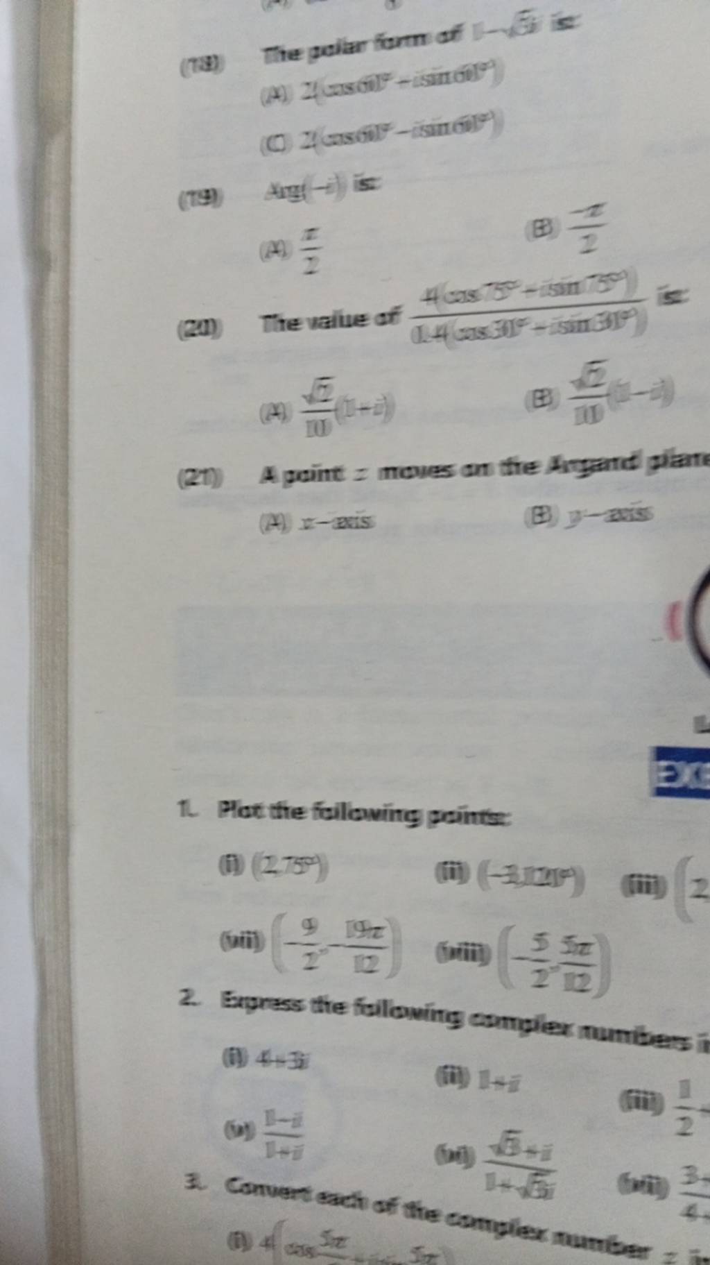 (18) The polar form of 1-5 is (A) 2 cas cilisi.co (C) 2 cascif-isin #cas