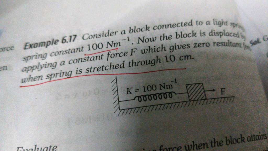 orce Example 6.17 Consider a block connected to a light spring spring con..