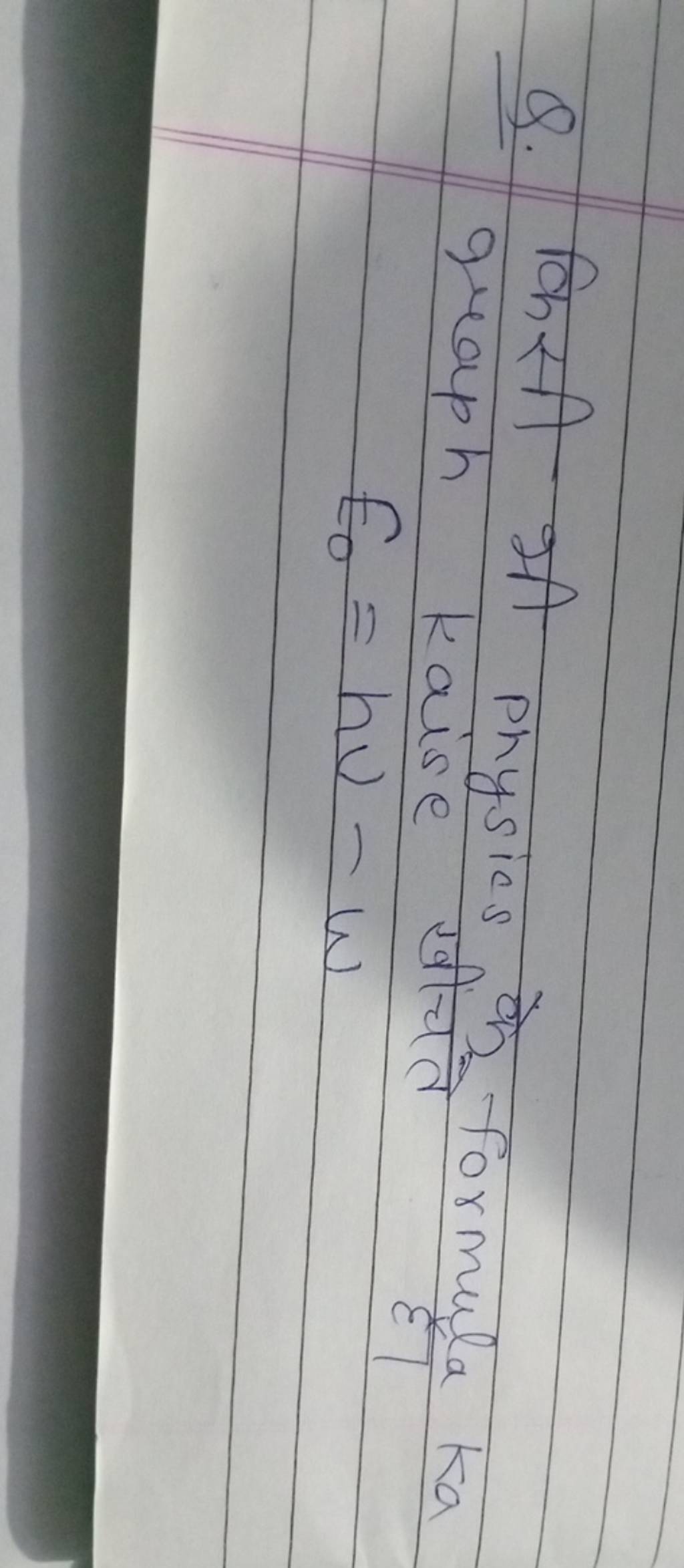 Physics on formy खींचते formula ka Q. Fan ZA SA graph kaise Eo W £₂ = hu-..