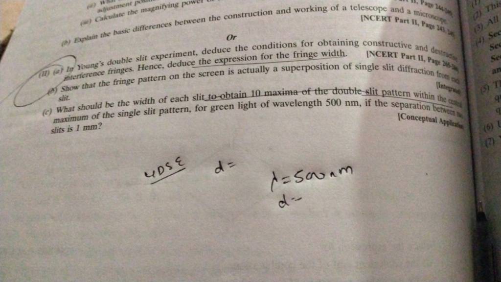 20 adjustment poll ) Calculate the magnifying powel () Explain the basic