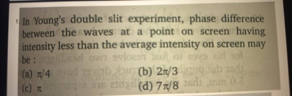 In Young's double slit experiment, phase difference between the waves at