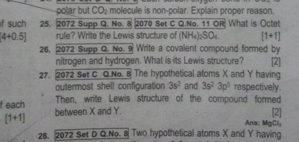 of such [4+0.5] of each [1+1] polar but CO2 molecule is non-polar. Explai..