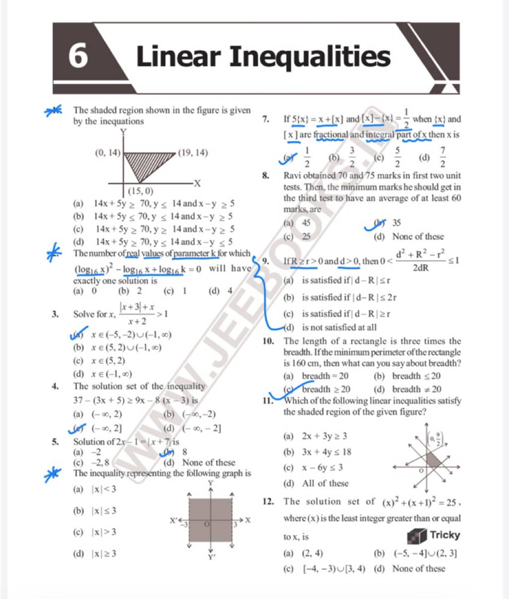 6 Linear Inequalities The shaded region shown in the figure is given by t..