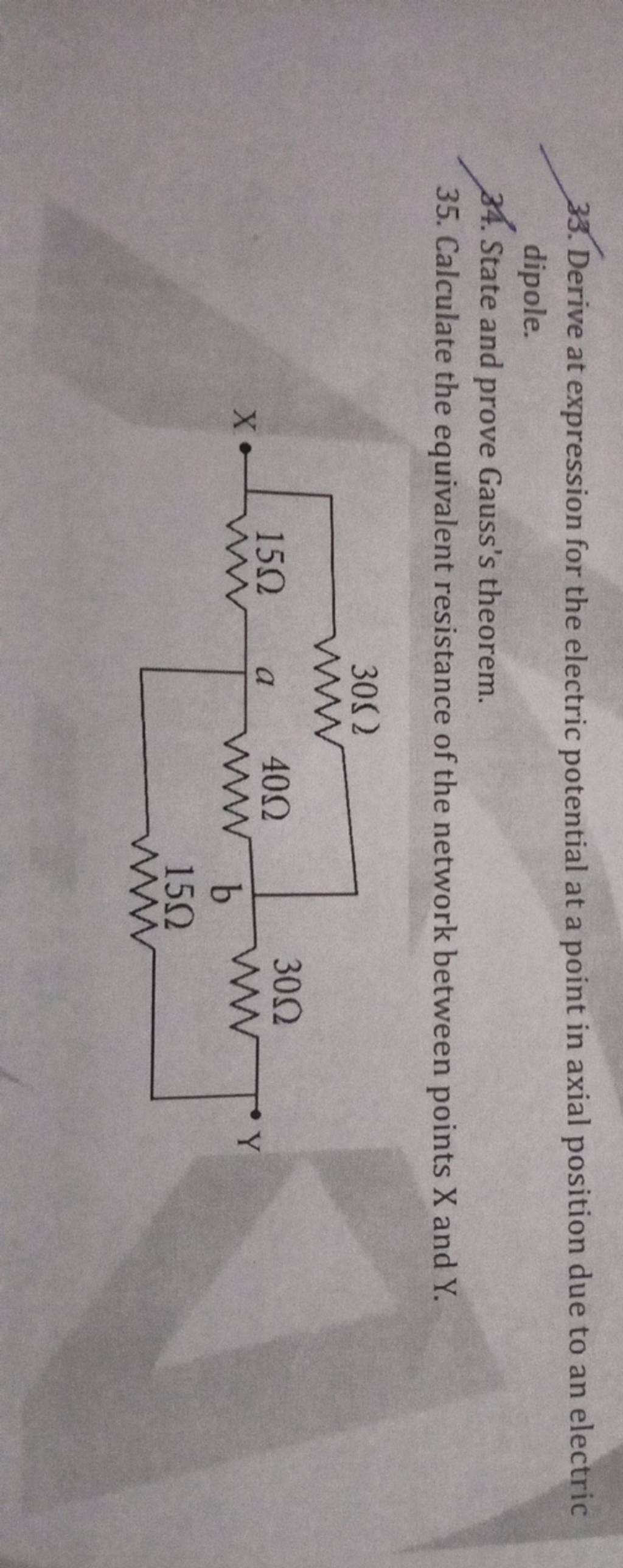 Derive at expression for the electric potential at a point in axial posit..