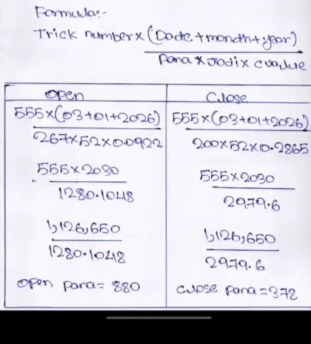 Formula: Trick numberx (Dade + month+ year) open Para Jodix cualue Close