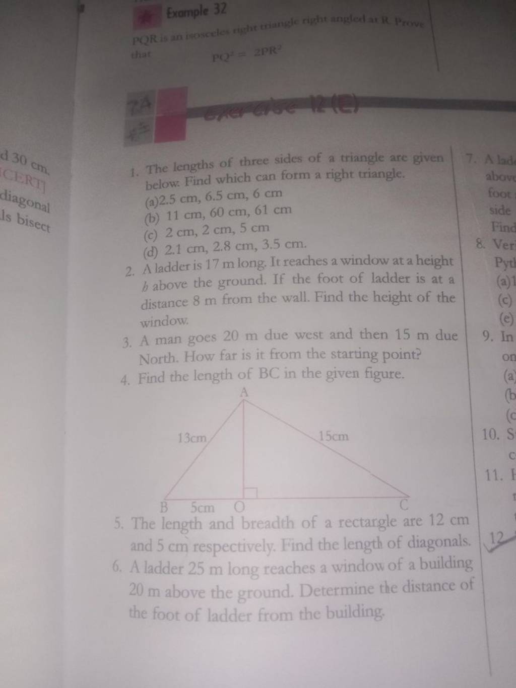 Example 32 PQR is an isosceles right triangle right angled at R. Prove th..