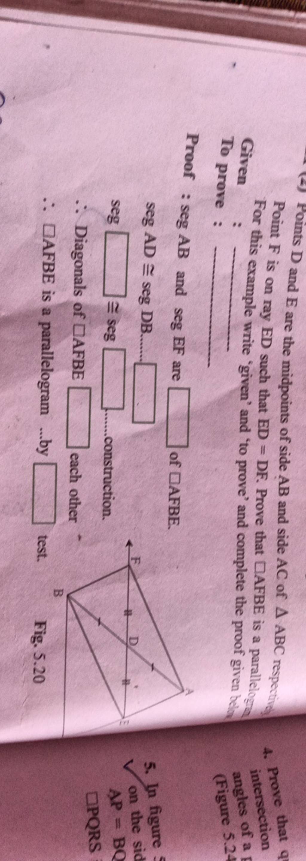 Points D and E are the midpoints of side AB and side AC of A ABC respecti..