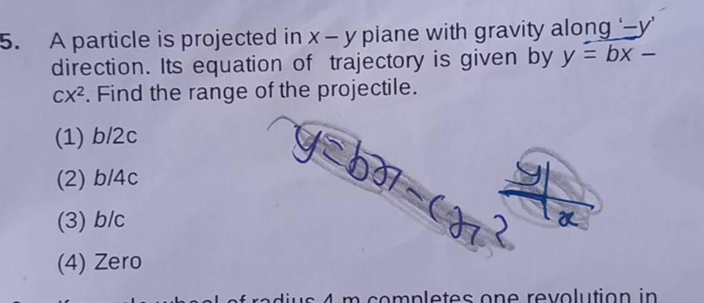A particle is projected in x - y plane with gravity along-y' direction. I..