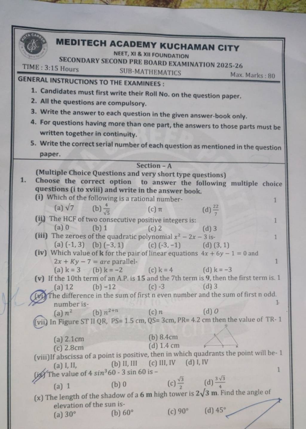 KOTA CAREER MEDITECH ACADEMY KUCHAMAN CITY NEET, XI & XII FOUNDATION SECO..