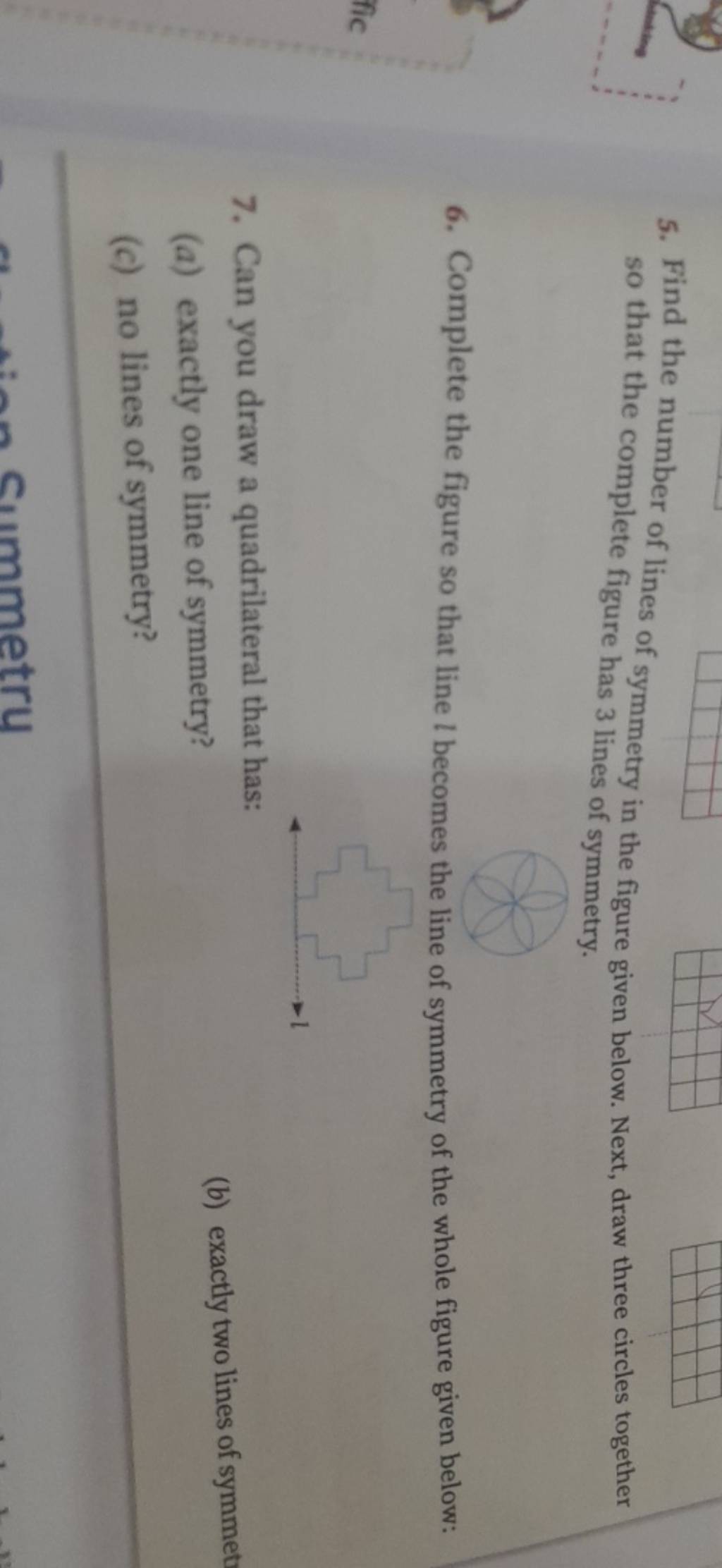 Find the number of lines of symmetry in the figure given below. Next, dra..