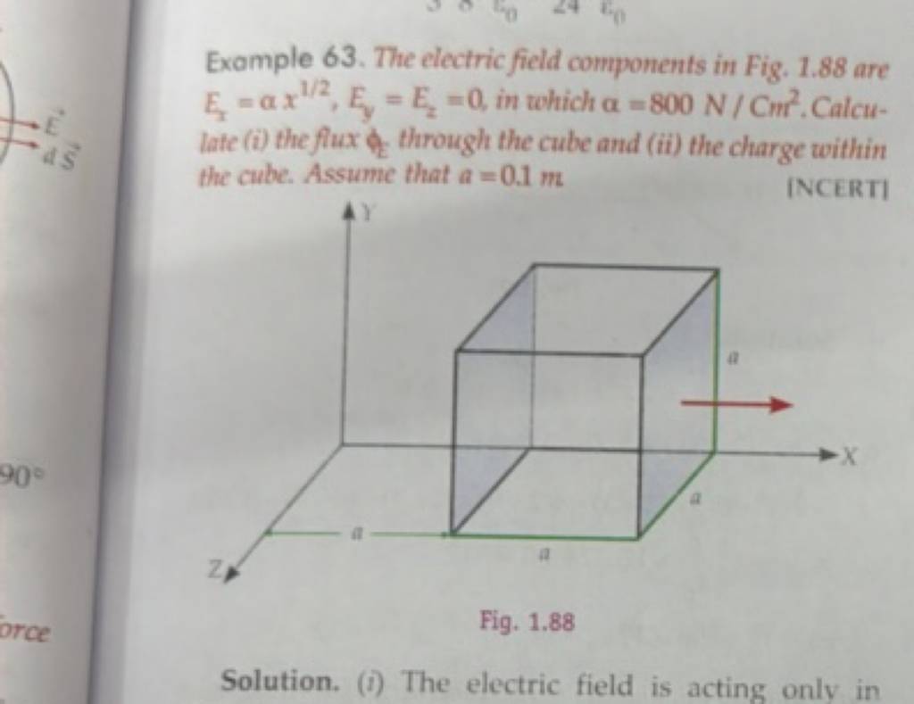 90° Force Example 63. The electric field components in Fig. 1.88 are E=ax..