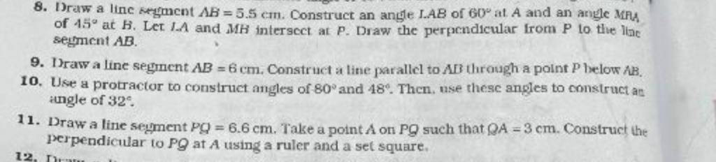 Draw a line segment AB = 5.5 cm. Construct an angle LAB of 60° at A and a..