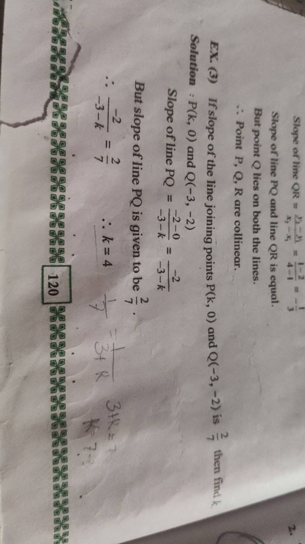 Slope of line QR = -A Xx-X₁ 1 EX. (3) Slope of line PQ and line QR is equ..