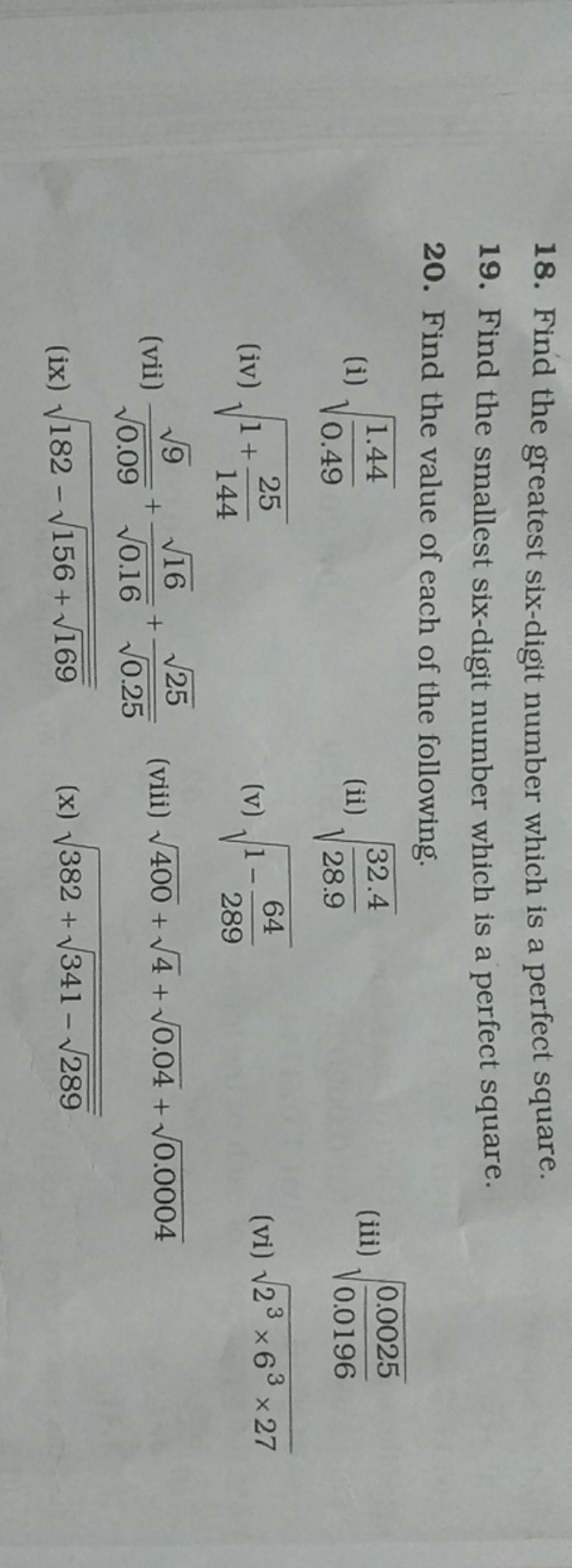 Find the greatest six-digit number which is a perfect square. Find the sm..
